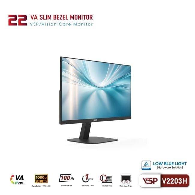 Màn hình VSP V2203H | 21.5 inch, Full HD, VA, 1ms, 100Hz, TUV bảo vệ mắt